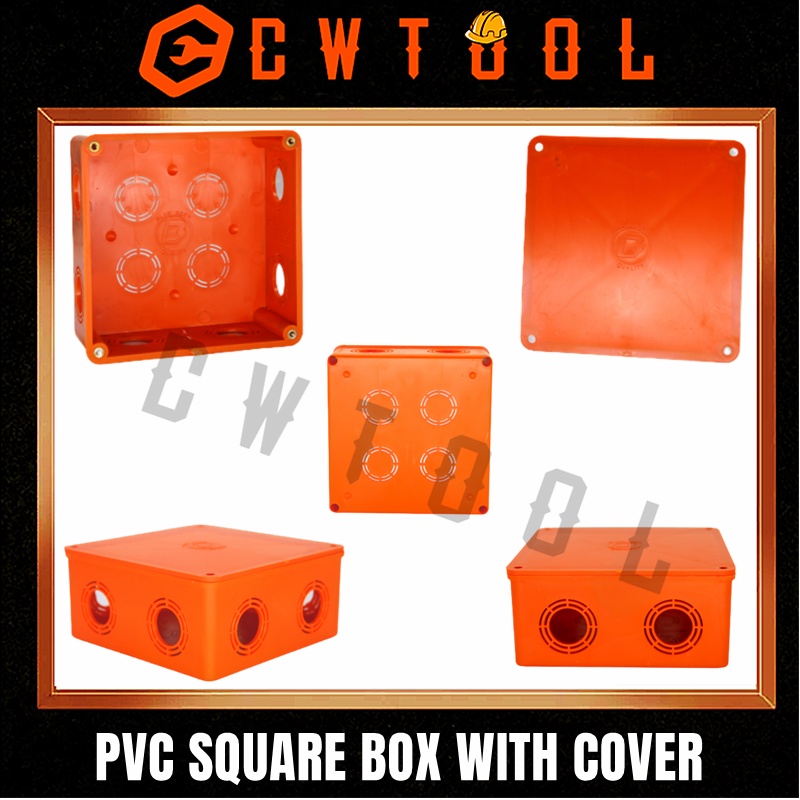 ORANGE PVC SQUARE JUNCTION BOX with COVER Utility Box FIRE RETARDANT ...