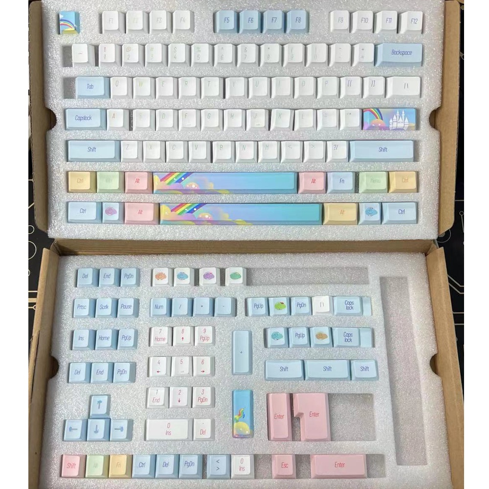 142 Keys Rainbow Weather Keycaps Cherry Profile GMK English Keycap PBT ...