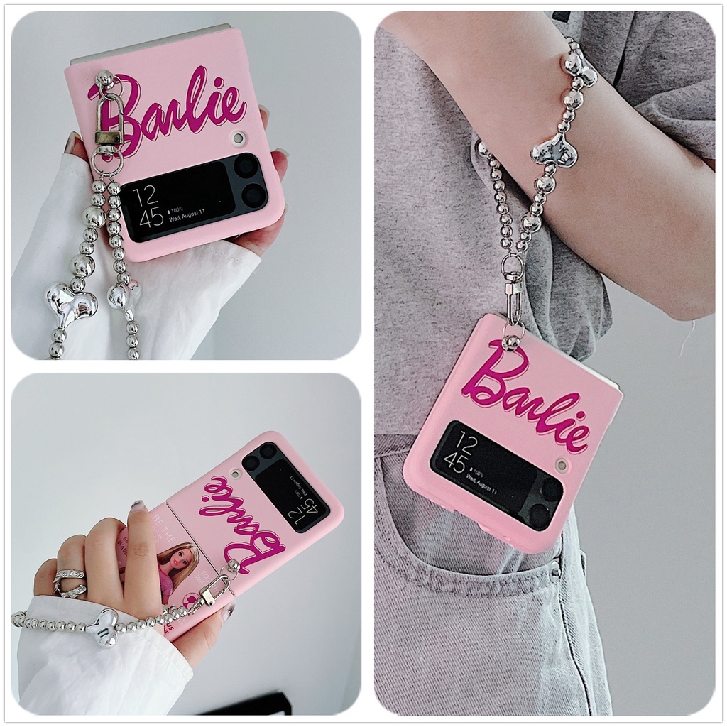 Z Flip 3 4 5G Pink Barbie Girls Phone Case with Strap, Soft Skin Touch ...