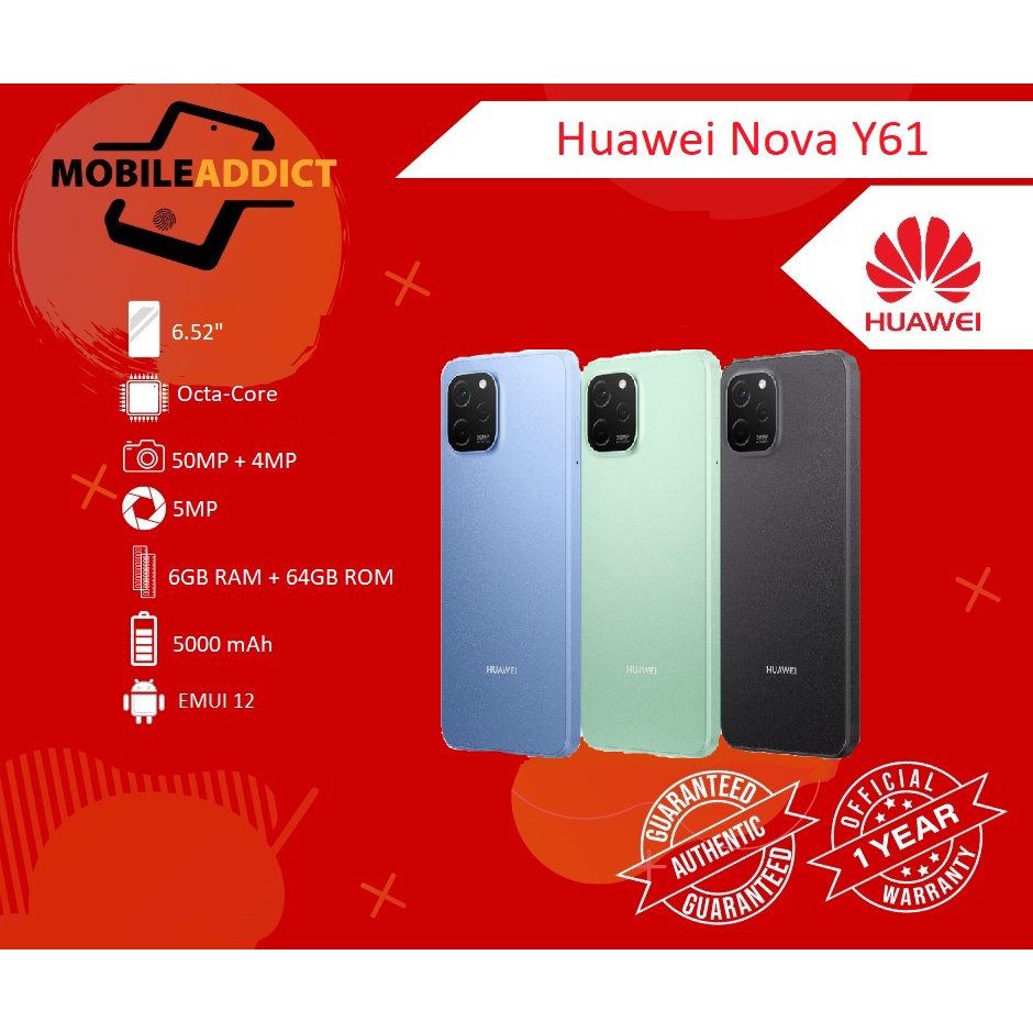 Huawei Nova Y61 NTC, 1 year official warranty | Shopee Philippines