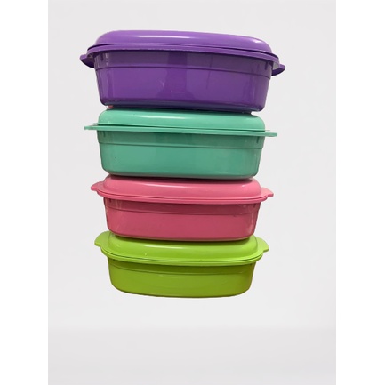 Colored Rectangular Tupperware / Food Keeper with Cover | Shopee ...