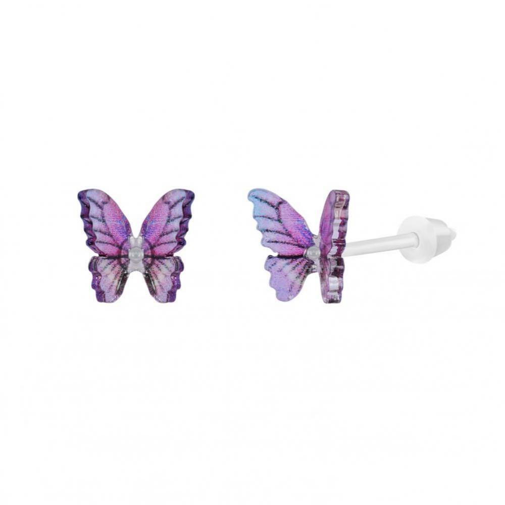 1 Pair Butterfly Stud Earrings Hypoallergen Multicolor Resin Ear ...