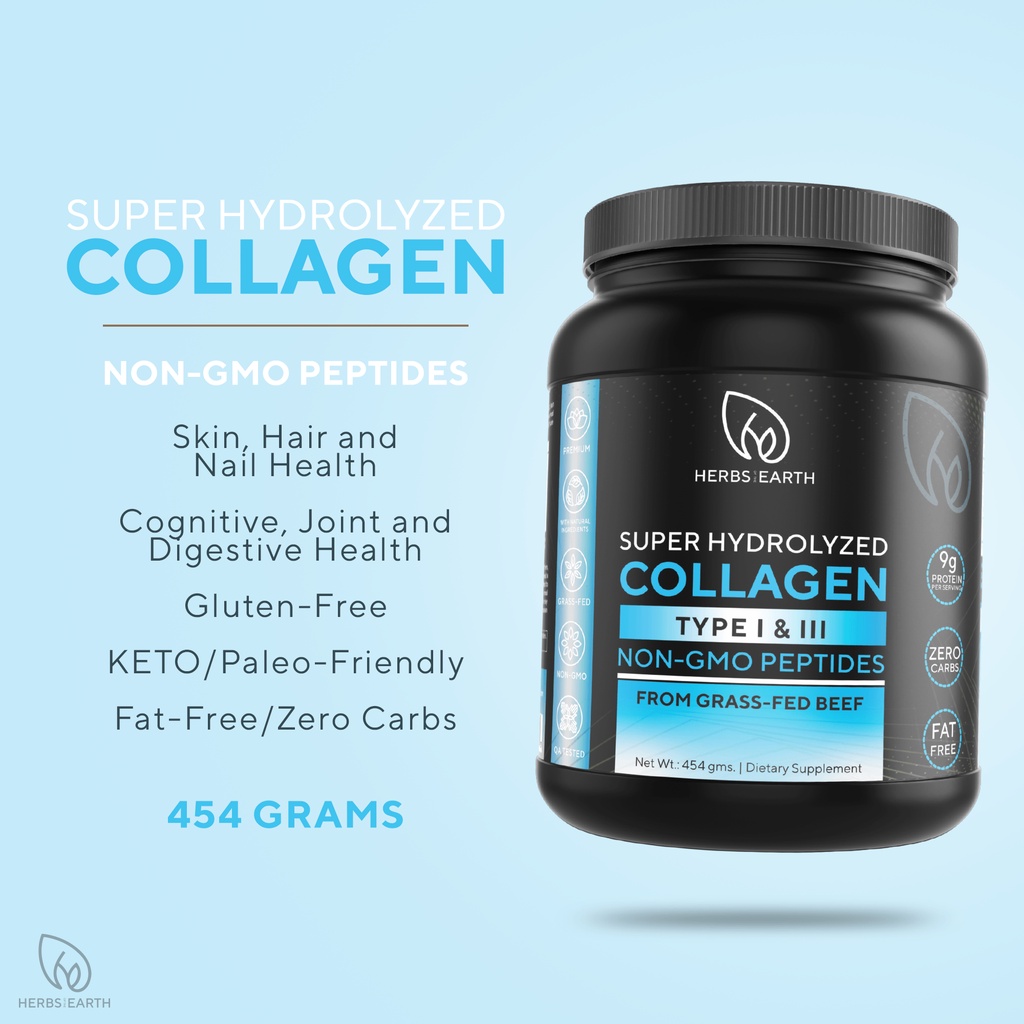 Super Hydrolyzed Collagen Powder Type 1&3 Non GMO Peptides Protein ...