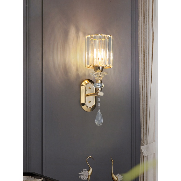 Simple modern luxury crystal wall lamp bedroom bedside lamp wall lamp ...