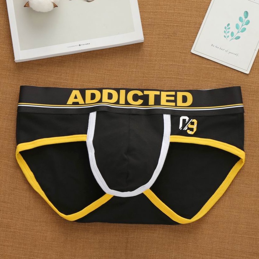 Addicted Men Plain Cotton High Fork Briefs Man Underwear Boy Underpants ...
