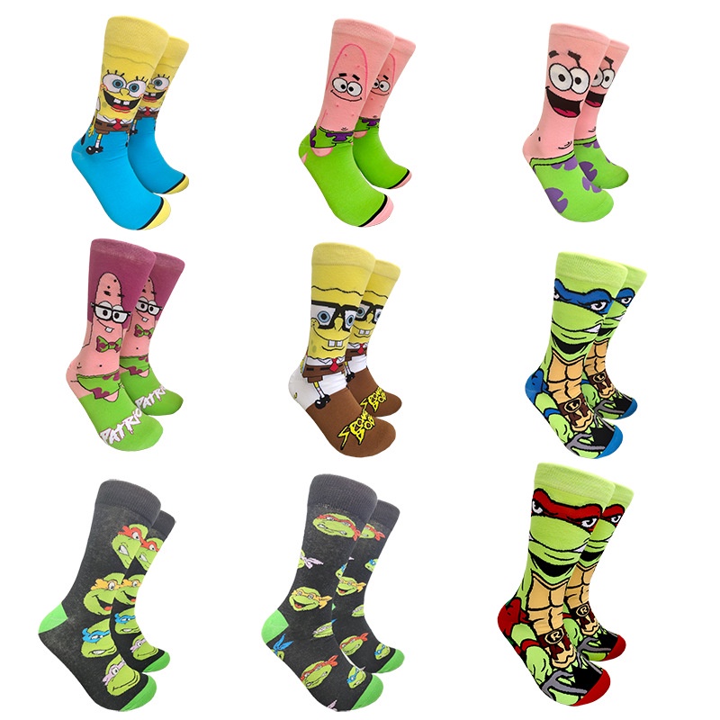 Cartoon Trendy Socks Spongebob Squarepants Movie Men Women Mid-Tube ...