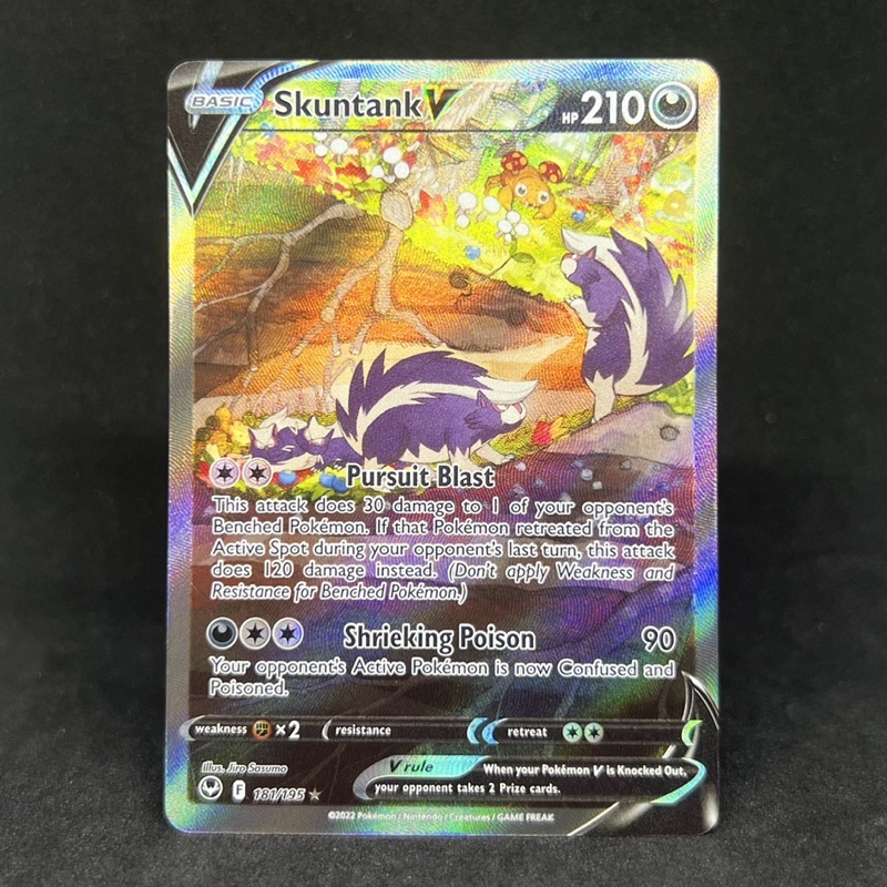 Pokemon TCG Skuntank V Alternate Art Ultra Rare 181/195 2022 Sword ...