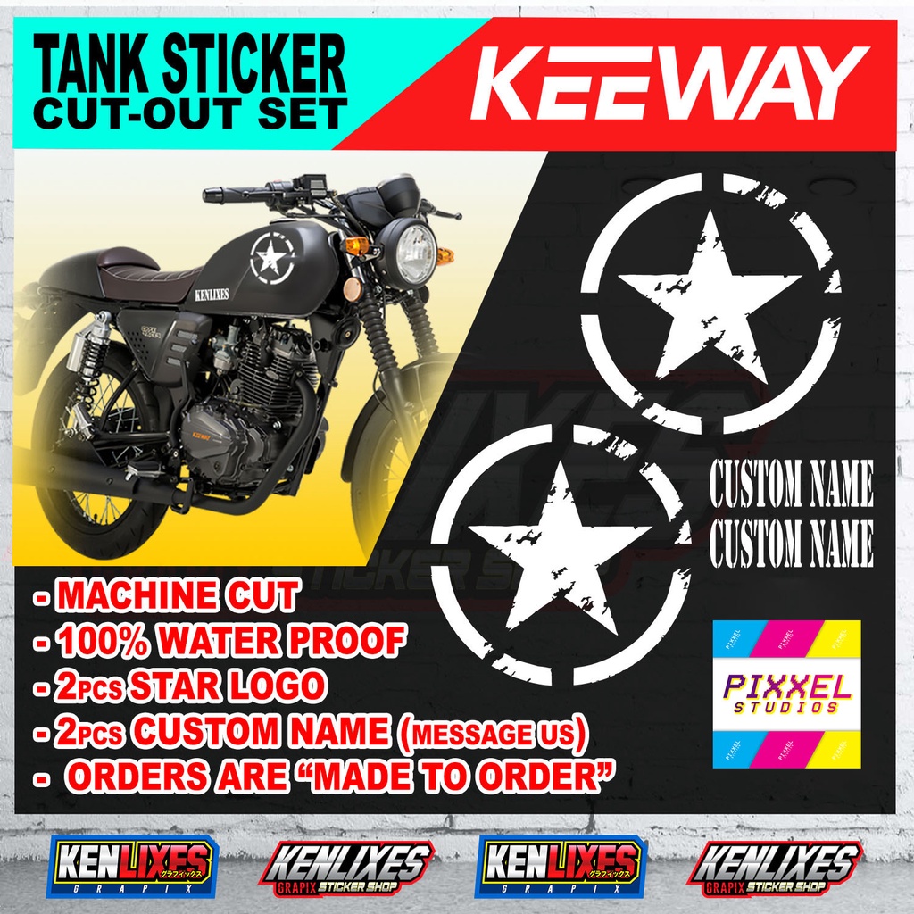 2pcs Sticker Tank Cut-out 5"x5" for Keeway Cafe Racer 152 and for cars ...