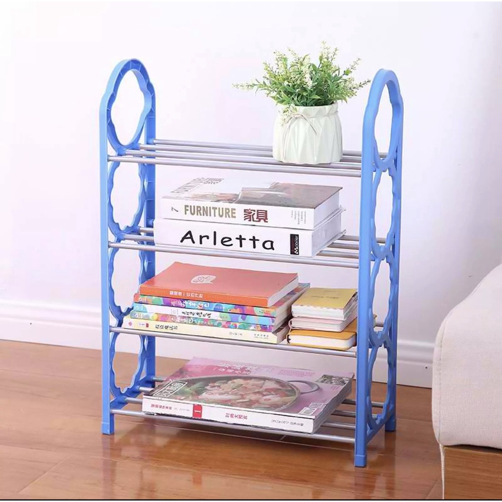 4 layer Simple Multi Shoe Rack Stainless Steel Easy Assemble Storage ...
