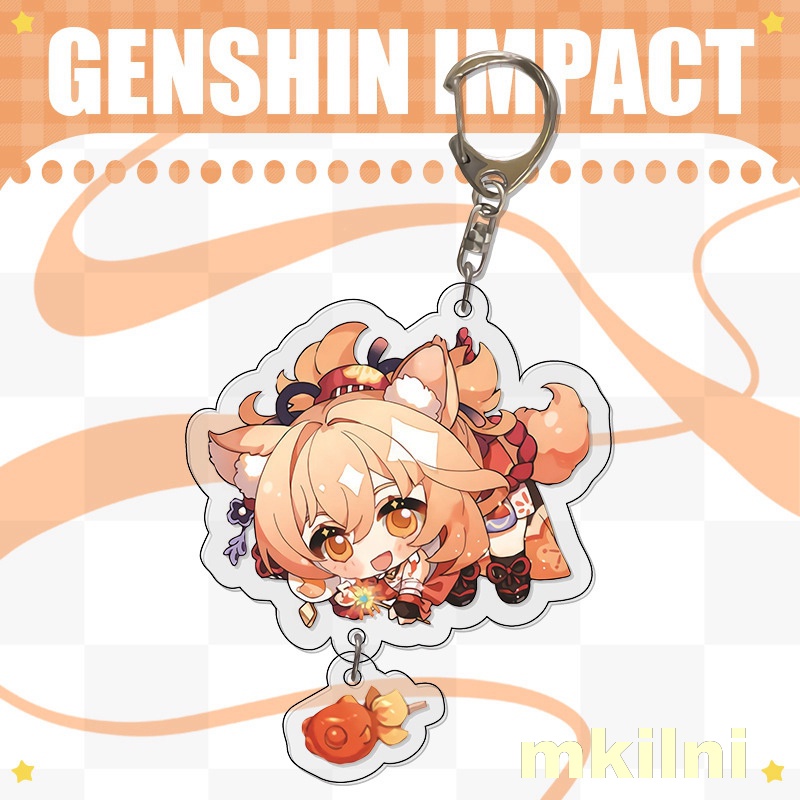 Fashion Anime Genshin Impact Zhongli Diluc Venti Paimon Keychain Base ...