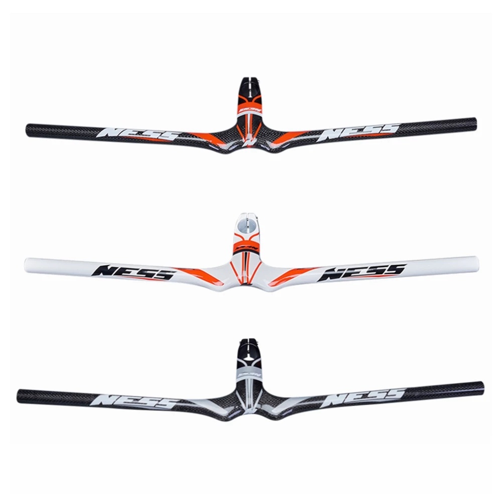 ﹉NESS Carbon Fibre Bicycle Flat Handlebar MTB Integrated Handlebar With ...
