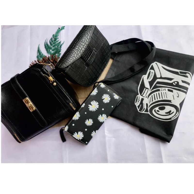 HITAM Bundling Package 13 Black (Jeffana, Mini, Tote bag, Daisy Wallet ...