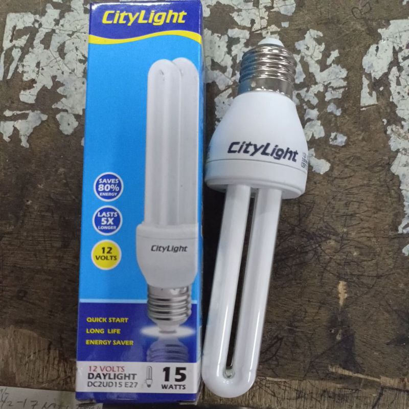 citylight 12volts 15w energy saver 2u CFL bulb daylight e27 base ...