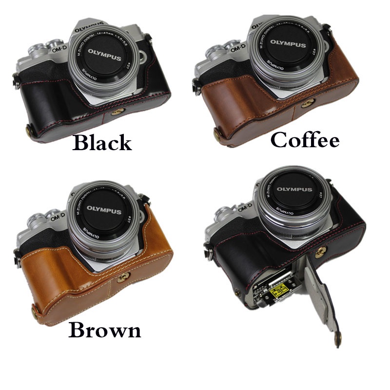 Pu Leather Camera Bag Half Body Case For Olympus PEN-F EM5II EM5III ...