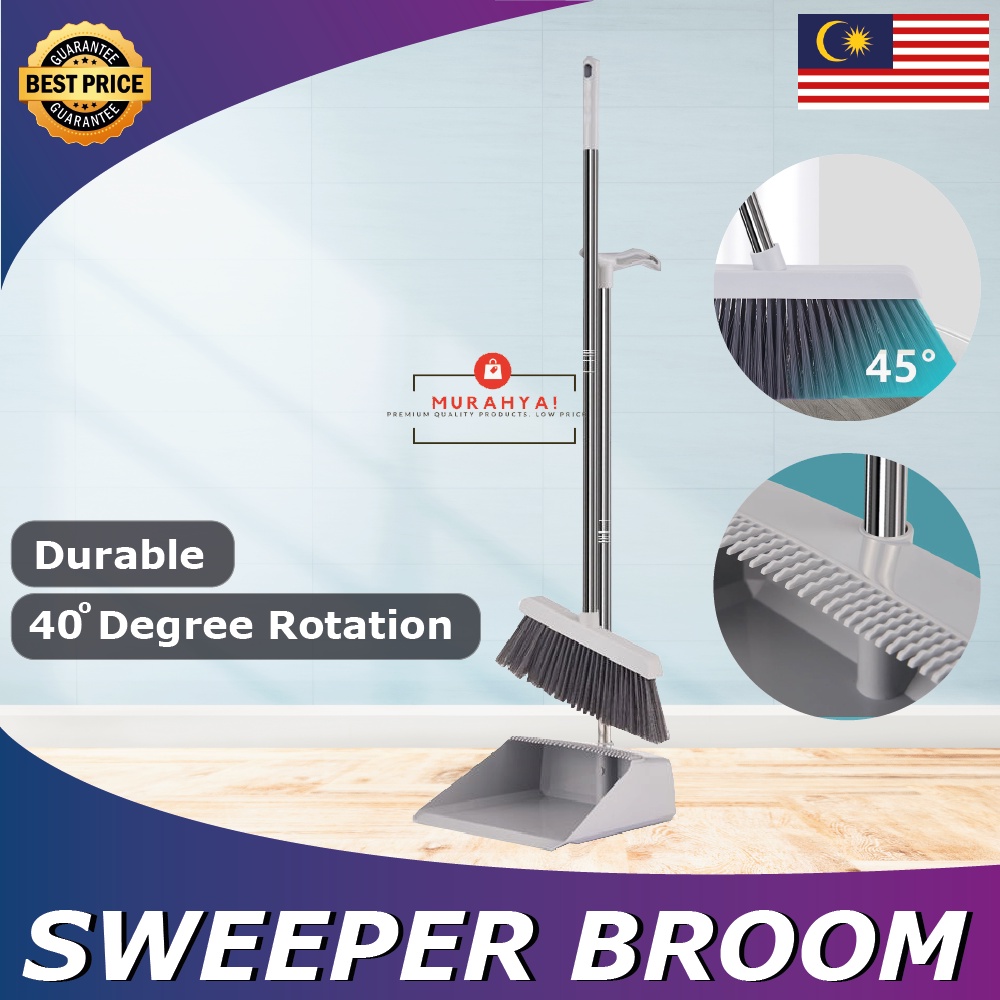 Floor sweeper floor broom and dustpan set cleaner 2 in 1 foldable ...