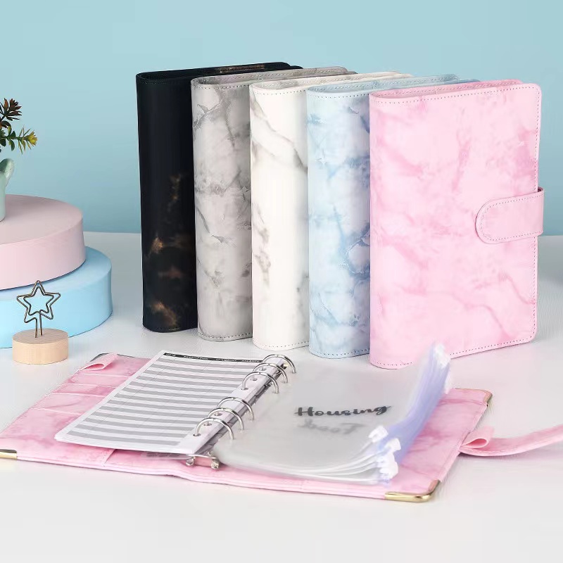 Loose-leaf Notebook Marbling PU leather notebook binder A5 album binder ...
