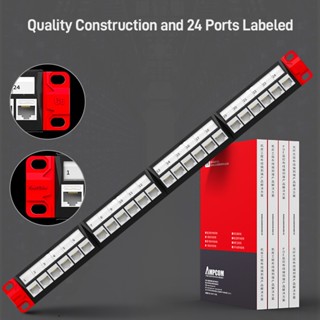 AMPCOM Patch Panel, 24-Port Tool-Less RJ45 UTP Keystone Jack Patch ...