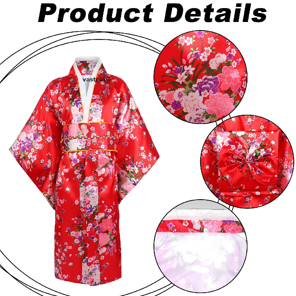 vastcouji Japanese Traditional Dress Kimono Robe for Kids Girls Costume ...