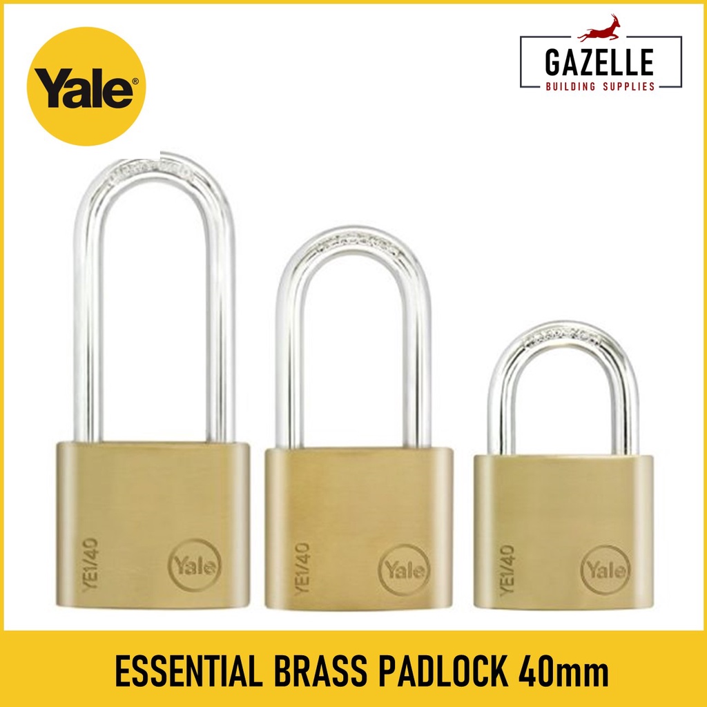 Yale Essential Solid Brass Padlock YE1 Long Shackle / Extra Long Shackle / 2Pc 4Pc Keyed Alike ...