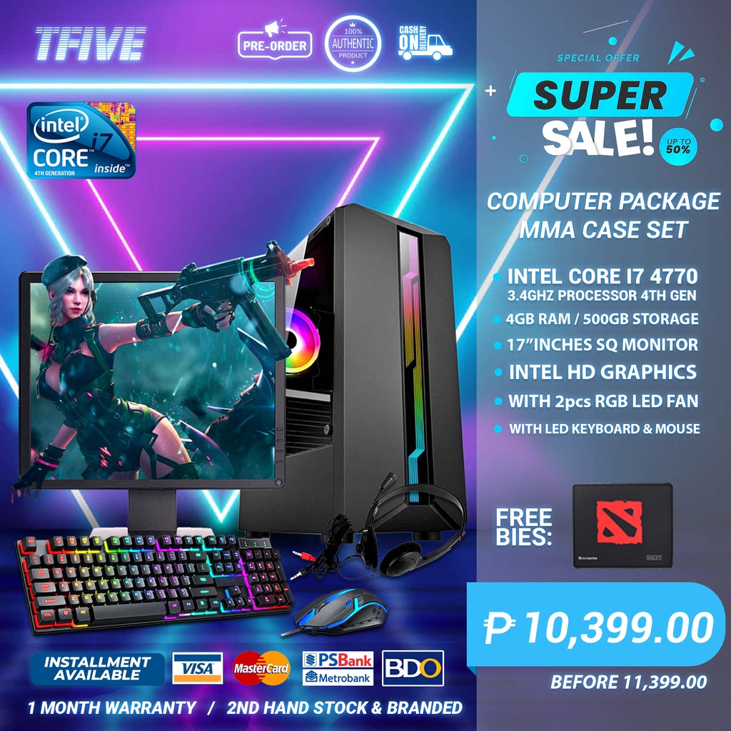 MMA Assembled PC Set/ INTEL CORE I7 4770 4TH GEN/ 4GB/ 500GB HDD/ 17 ...