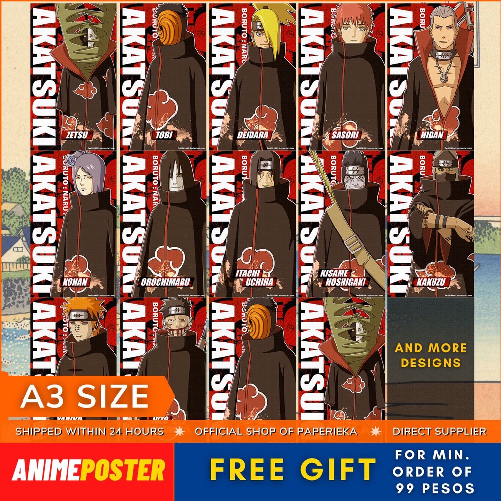Naruto - Akatsuki Edition : Official Anime Poster / Stickers ...