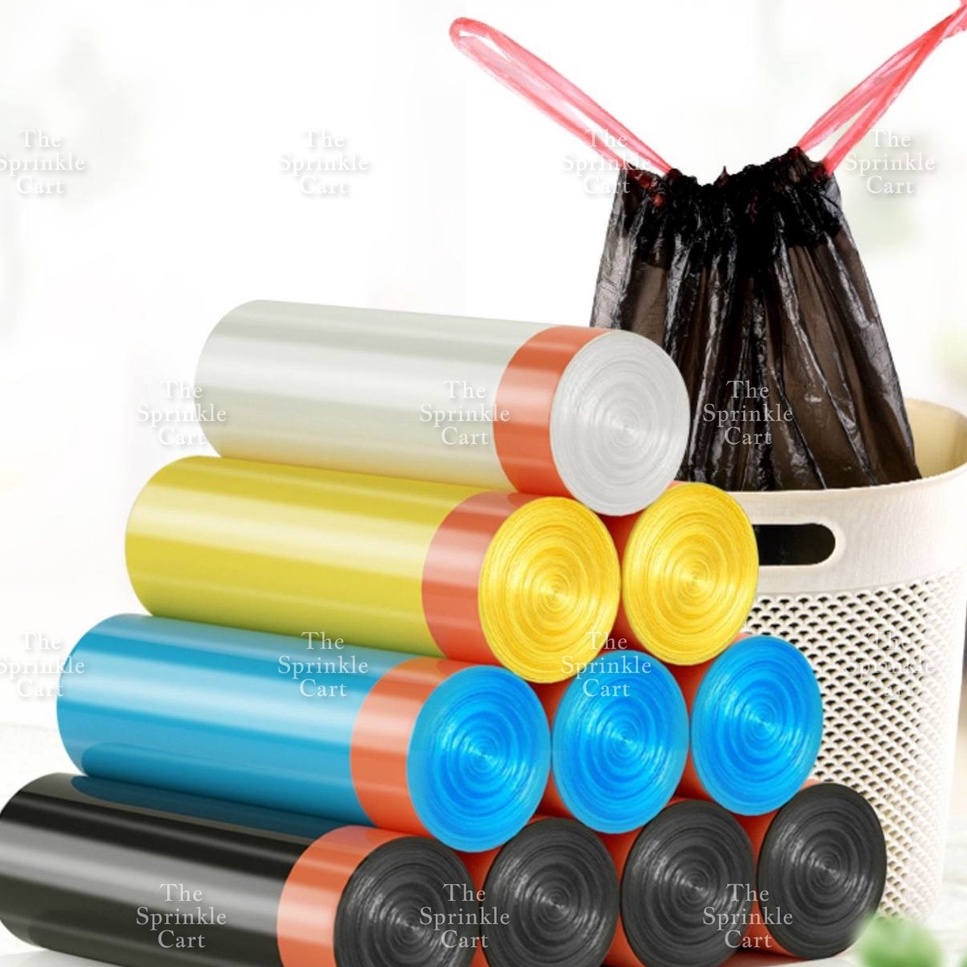 Drawstring Garbage Bag Roll Thickened Trash Bag Disposable Plastic ...