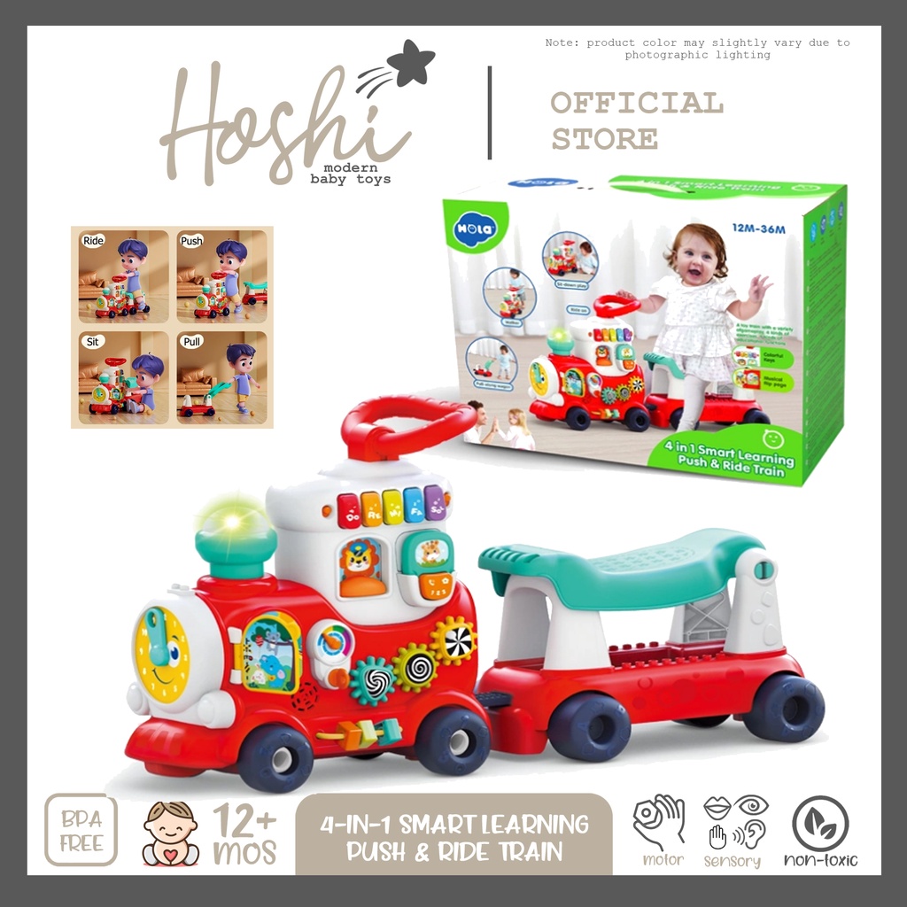 Hoshi Baby x Hola 4-in-1 Smart Learning Push & Ride Train, Interactive ...