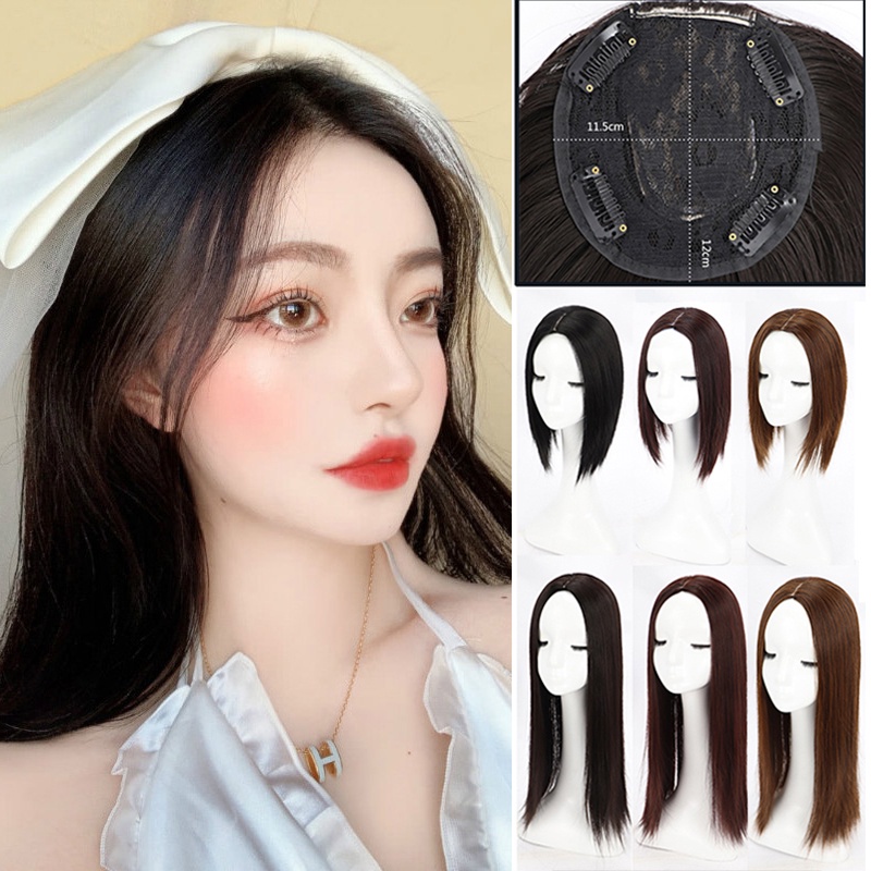 Long Straight Hair Half Wig Without Bangs Artificial Scalp Wig Female ...