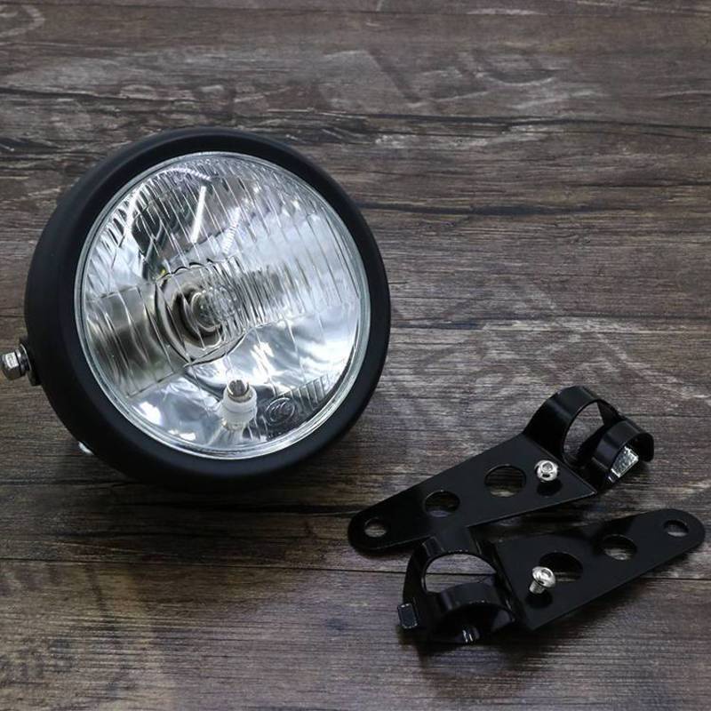 motorcycle modified retro headlight retro headlight steel casing black ...