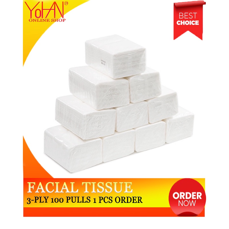 Facial Tissue 1 pcs order Tissue 3-Ply 100 Pulls | Shopee Philippines
