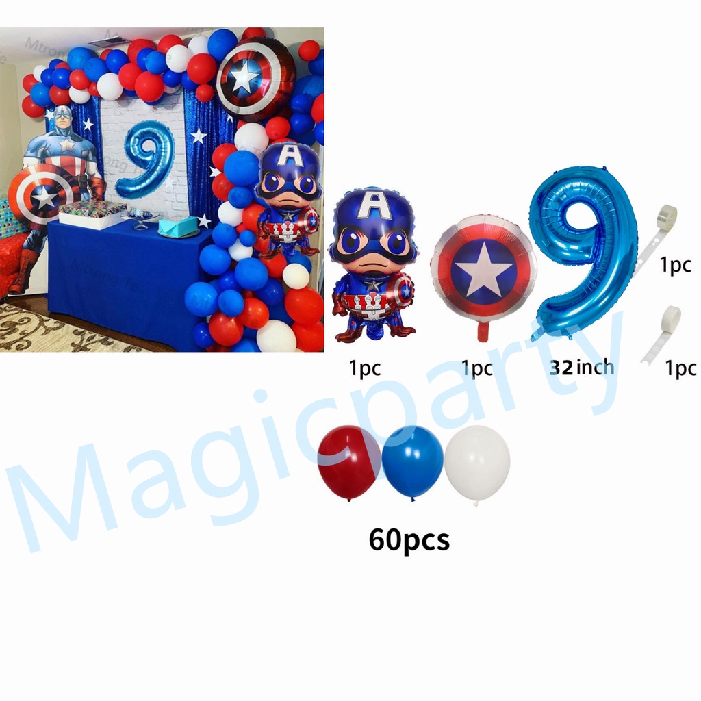 Captain America Party Decoration Set Superhero Balloons Garland Arch ...