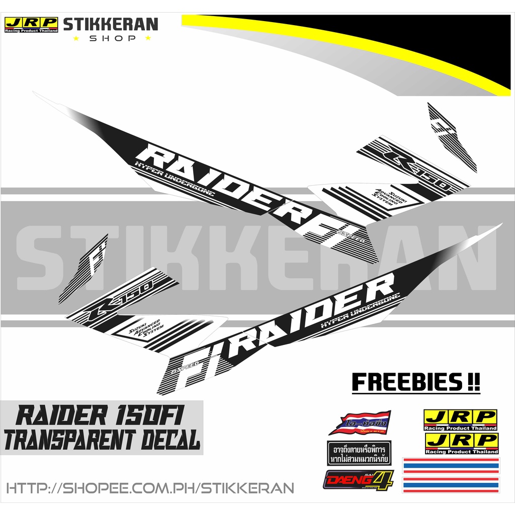 RAIDER 150FI TRANSPARENT DECAL BLACK | Shopee Philippines