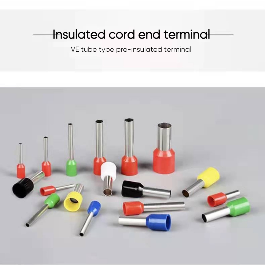 100pcs Insulated Ferrules VE Terminal Block Cord End Wire Connector ...