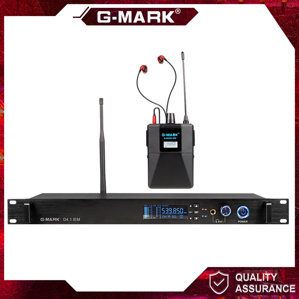 G-MARK G4.1 IEM UHF Mono/Stereo Mix In Ear Monitor System 1 Channel ...