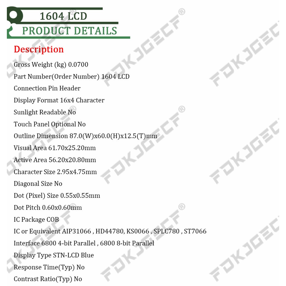 DC 5V Blue / Yellow Green Blacklight 1604 16*4 16x4 Character LCD1604 ...