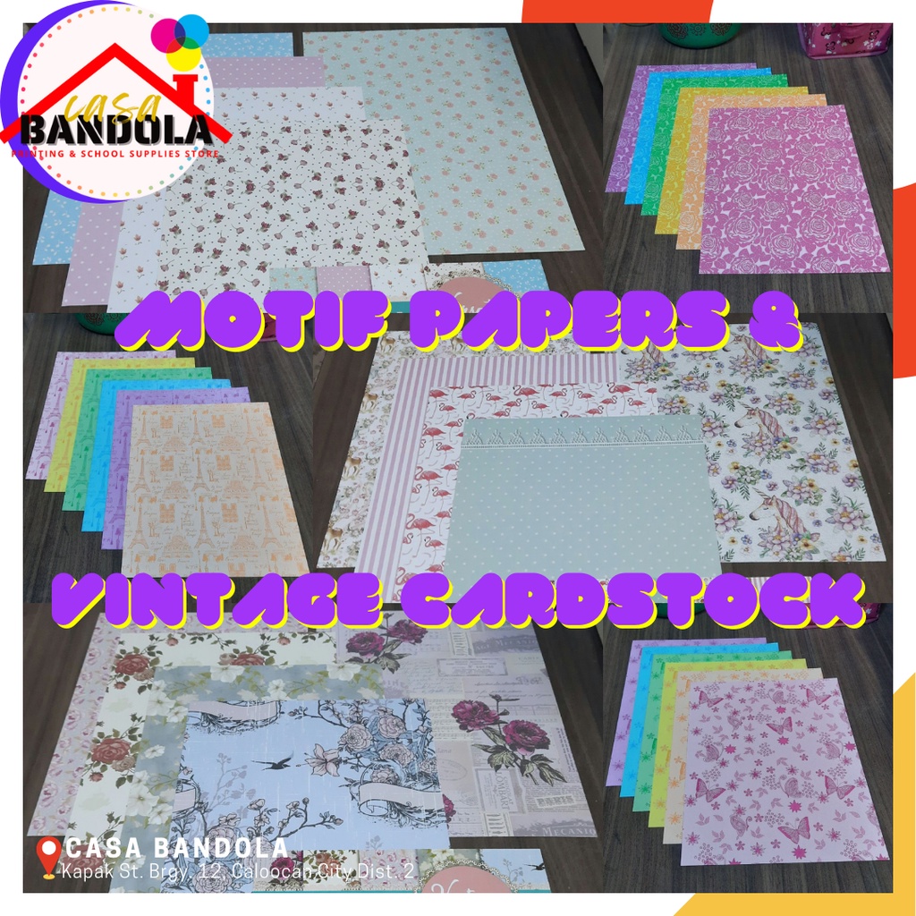 (5 sheets) FOCUS MOTIF PAPER 80gsm 8.5x11inches VINTAGE RETRO CARDSTOCK ...