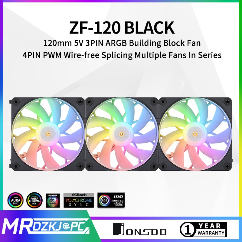 [Ready Stock]Jonsbo ZF-120 ZG-120 ZH-120 ARGB Building Block Fan Black ...
