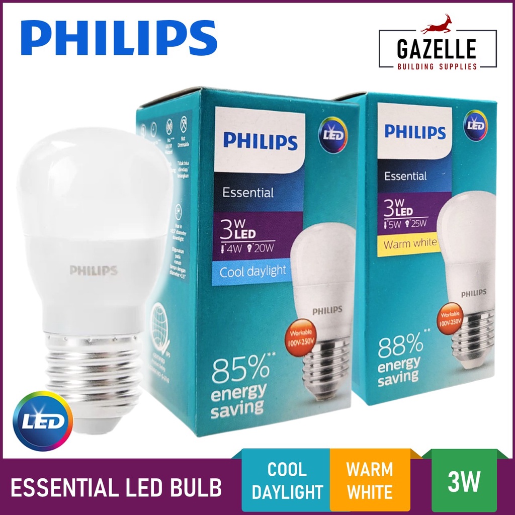 Philips Essential LED Mini Light Bulb Cool Daylight / Warm White - 3 ...