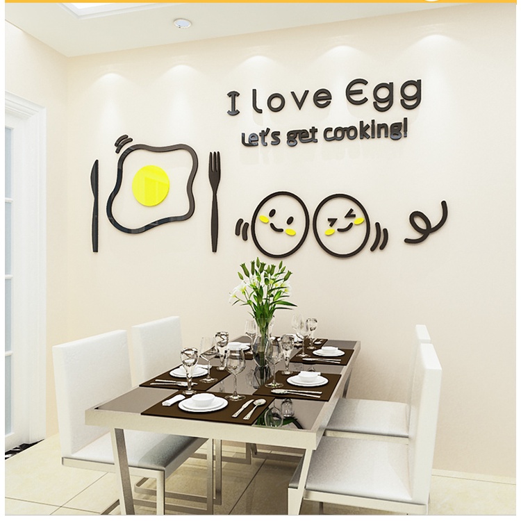 Cartoon Cute Egg Wall Stickers 3D Acrylic Restaurant Home Decoration ...