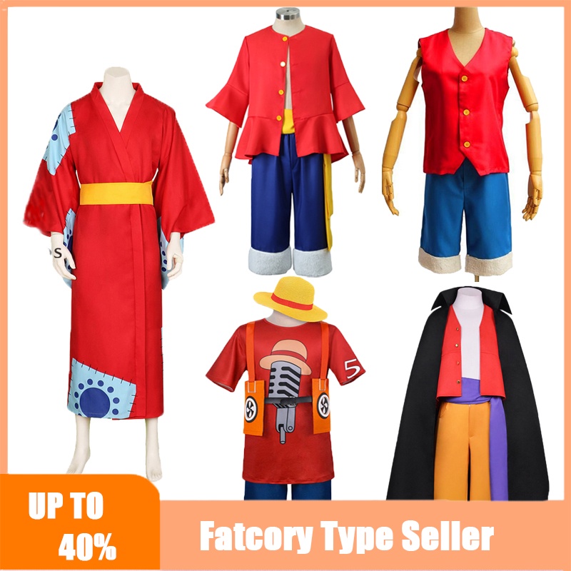 One Piece Monkey D. Luffy Anime Cosplay Costume Adult Man Woman Child ...