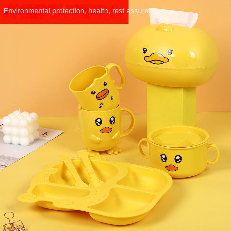 Cartoon Creative Little Yellow Duck Children's Tableware Set Baby Food ...