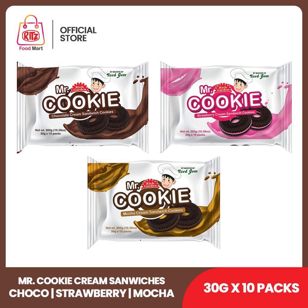 Mr. Cookie Choco-Strawberry-Mocha Cream Sandwiches - 3 Assorted flavors ...