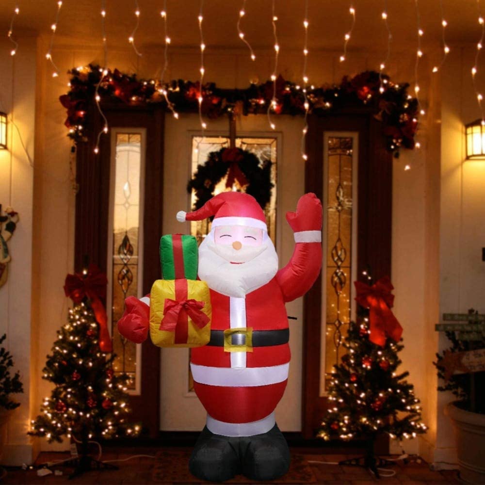 6ft Inflatable Human Figures Christmas Lightened Santa Claus, 5ft ...