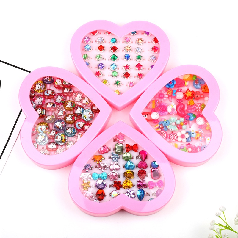 24PCS/box Kids Adjustable Alloy Rings Fashion Cartoon Children Girl ...