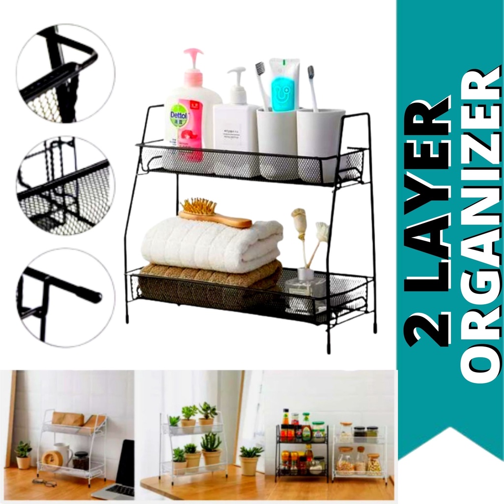 Desktop Double Layer Storage Rack Detachable Iron Kitchen Spice Rack ...