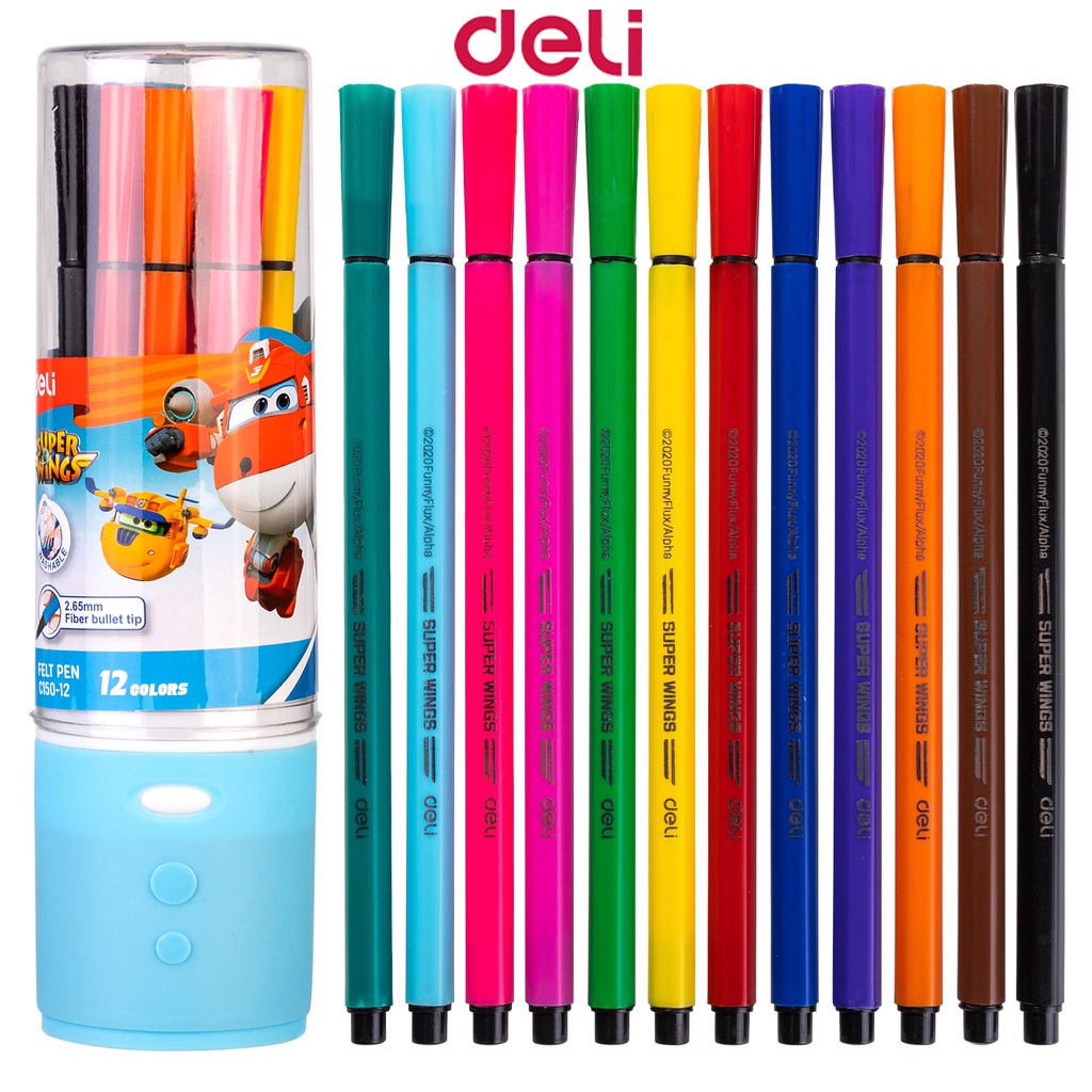 Deli C15012/C15018/C15024 Felt Pen Watercolor Brush Color Marker ...