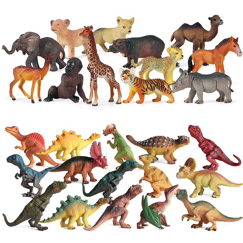 Mini Wild Lion Tiger Jurassic Dinosaur Playset Spinosaurus T-Rex ...