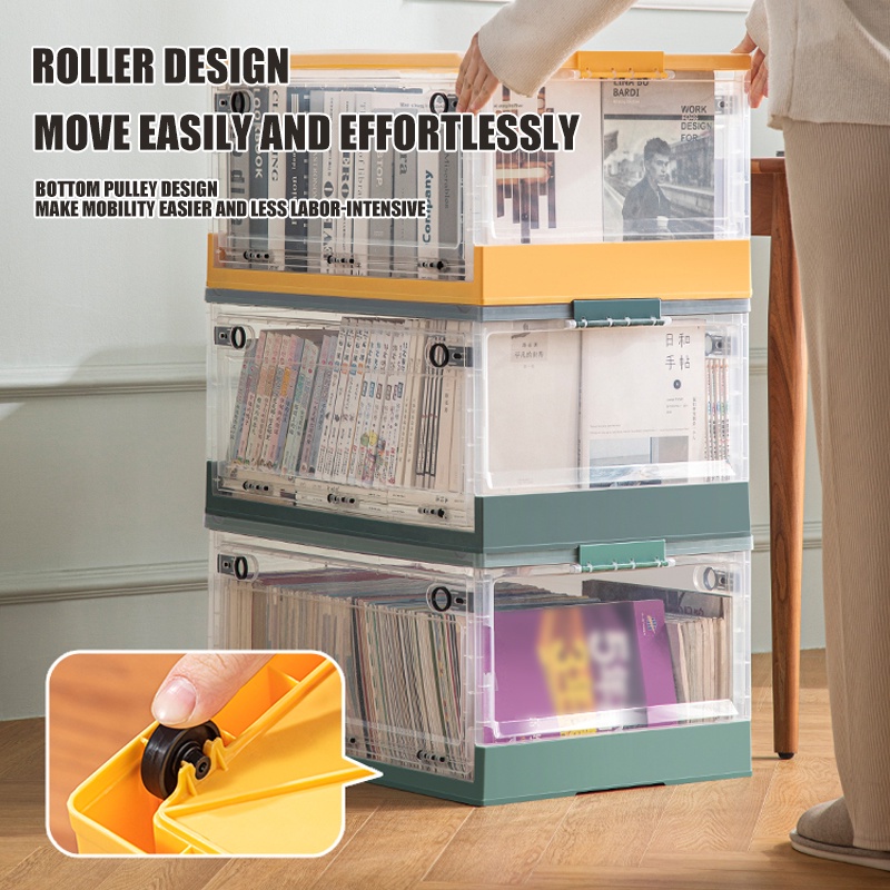 Foldable Transparent Storage Box With Wheels Waterproof Plastic Flip ...