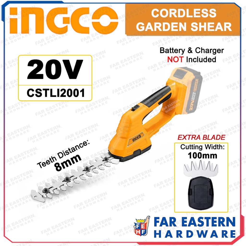 INGCO Cordless Garden Pruning Shear Grass Cutter Hedge Trimmer 20V ...