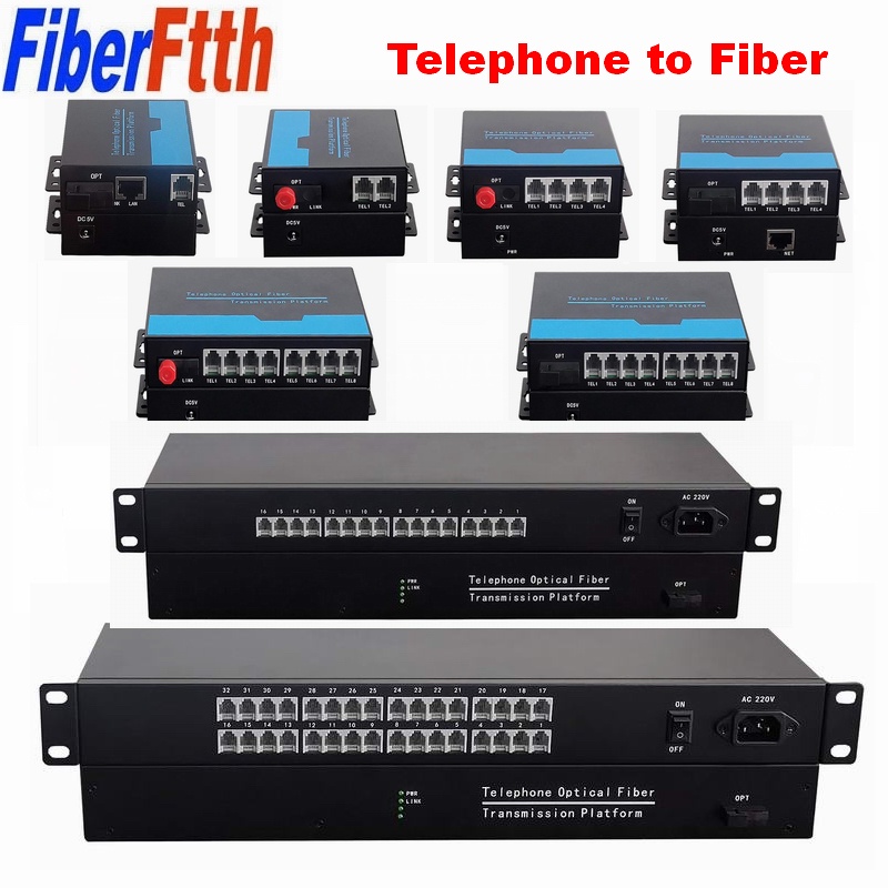 Telephone to Fiber Optic Converter PCM Voice Over 1pair fxsfxo1CH2CH4CH8CH 100M Ethernet ...